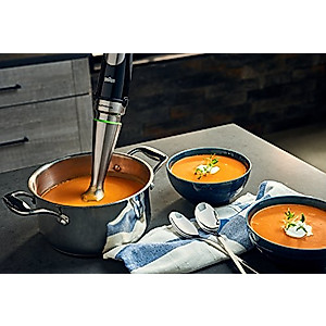 Braun Multiquick 5-in-1 Immersion Hand, Powerful 700W Stainless Steel Stick Blender, Variable Speed + 6-Cup Food Processor, Ice Crusher, Whisk, Beaker, Masher, 2.7 x 2.7 x 16.1 inches, Black