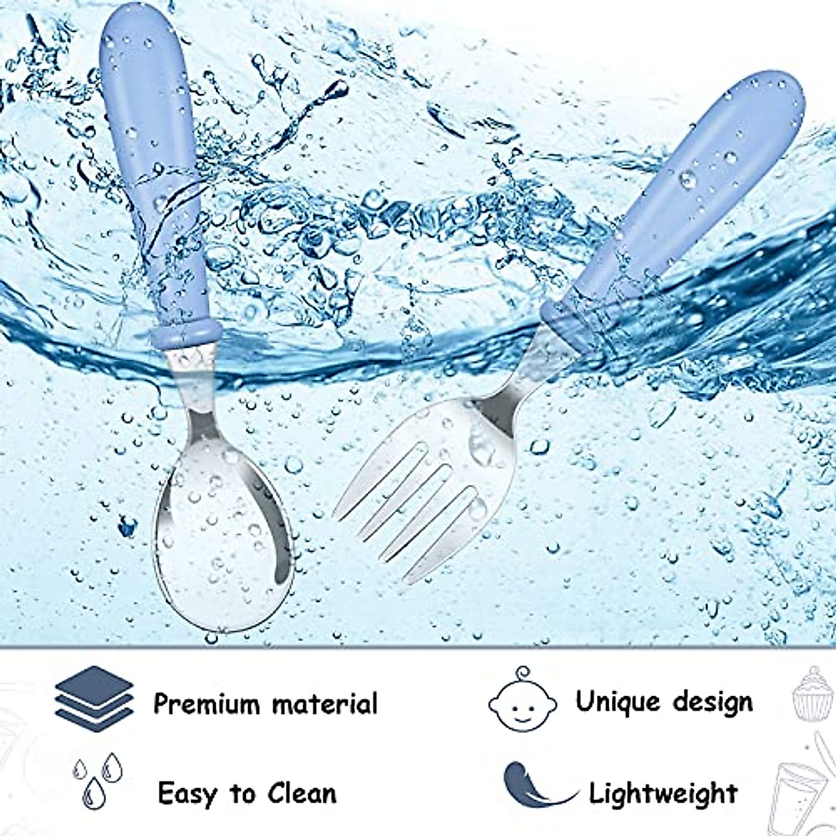 12 Pieces Kids Fork and Spoon Silverware Set Stainless Steel Utensils Flatware Round Handle Utensils Kids Silverware Cutlery Set for Home, Restaurant and Kitchen