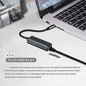 HENRETY USB C to Ethernet Adapter for Laptop PC Gigabit Ethernet LAN Network Adapter Compatible with Nintendo Switch MacBook Windows macOS Linux, and More[Grey Green]