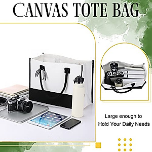 10 Pcs Canvas Tote Bags for Women Canvas Gift Bag with Makeup Bag Large Beach Tote Bag Reusable Blank Tote Bag for Bridesmaid Wedding Shopping Grocery Travel,15.7 x 11.8 x 6.7 Inch (Stripe Ribbon)