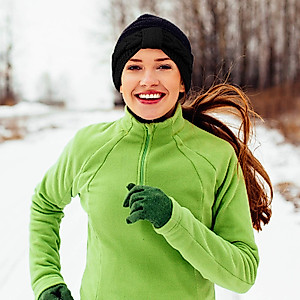 Whaline 4 Pack Winter Knit Headbands Twist Cable Head Wraps Fuzzy Lined Headband Knotted Crochet Turban Thick Ear Warmer Elastic Hair Band Accessories for Girls Women