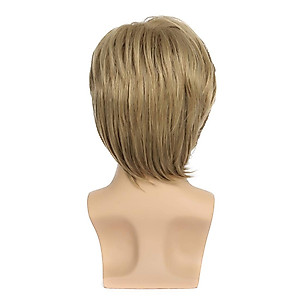 Swiking Men Wigs Blonde Layered for Male Guy Short Fluffy Natural Hair Synthetic Halloween Cosplay Costume Party Full Wigs (Blonde)