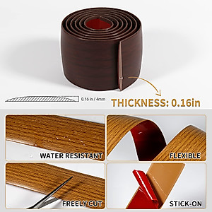 Floor Transition Strip, 3.3 Ft Self Adhesive Vinyl Flooring Transition Strips Wood to Tile Floor Divider Strip for Joining Floor Gaps Tiles Carpet Threshold Transition (1.58in W, Coffee)