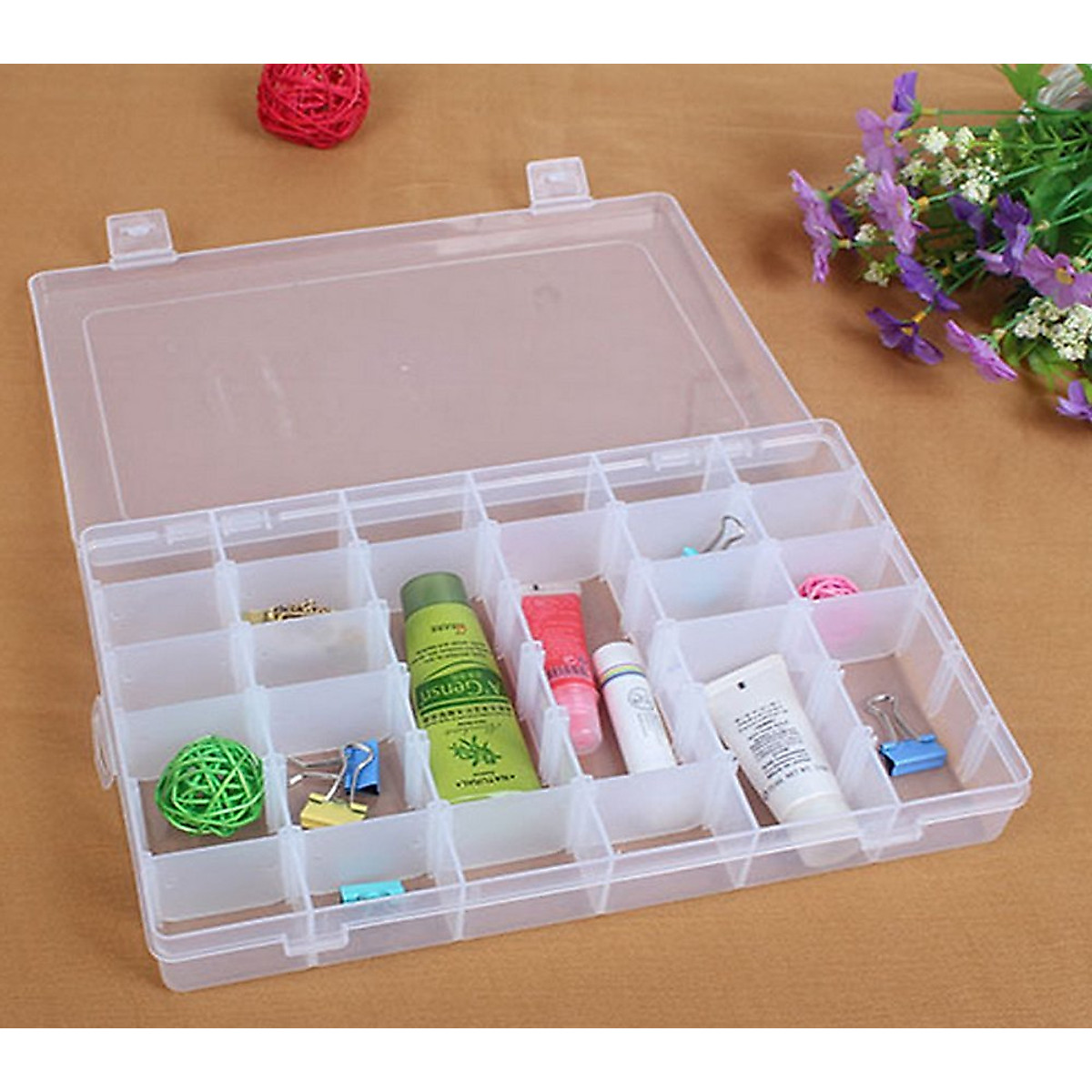 Adjustable 36 Compartment Slot Clear Plastic Storage Craft Box Organizer Container Case Tool for Jewellery Hair and Make Up Comestic Accessories