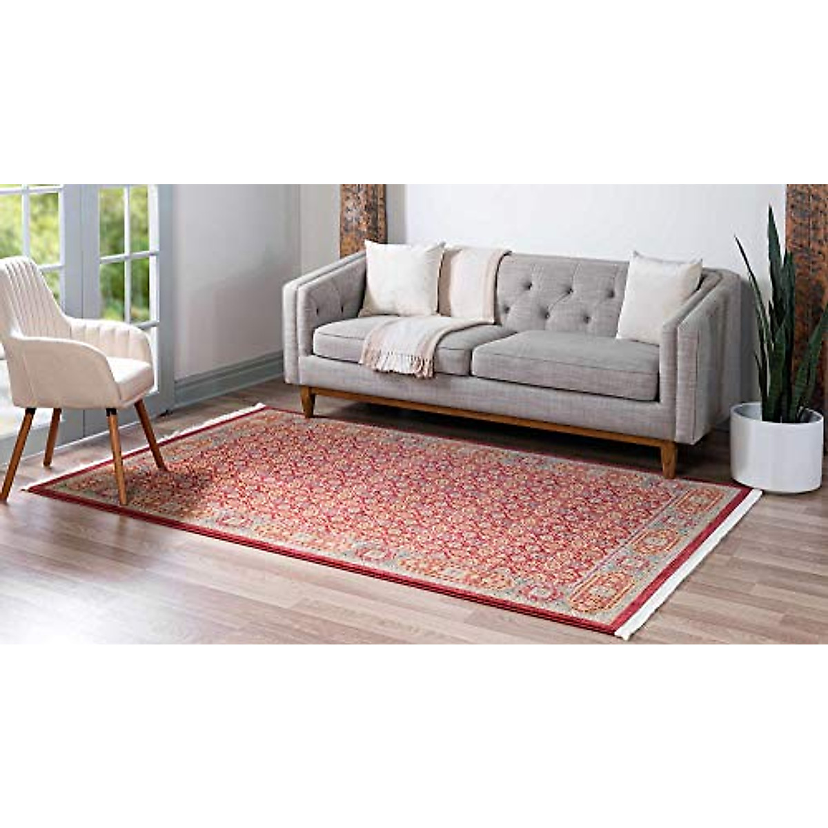 Unique Loom Palace Collection Traditional Geometric Area Rug, 3' 3" x 5' 3", Red/Light Blue