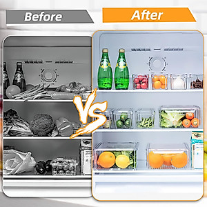 12 Pack Fridge Organizer, Refrigerator Organizer Bins with Lids, Clear Stackable BPA-Free Produce Fruit Storage Containers and Plastic Pantry Organization for Food