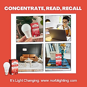 NorbFOCUS Desk Lamp LED Light Bulb. Unique Light Spectrum for Mental Performance. Supports Learning, Retention, Recall, Reading Speed. For Use as a Reading Light, Study Light, Work Light or Task Light