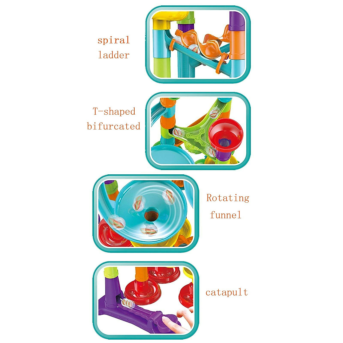 Fun Toys X 113 Pcs Marble Run Compact Set, Construction Building Blocks Toys, STEM Learning Toy, Educational Building Block Toy for 4 5 6 Year Old Boys Girls Kids(A-052