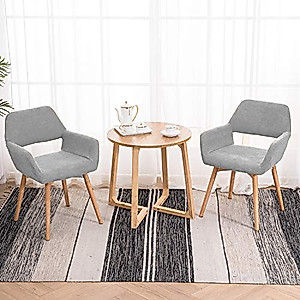 Aaron Living Set of 1 Dining Room Chair Fabric Modern Dining Chairs Living Room Chairs with Solid Wood Leg (Gray, Set of 1)