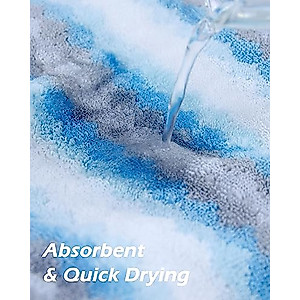 Jacquotha 6 Piece Soft and Absorbent Bathroom Towel Set, 2 Bath Towels, 2 Hand Towels, 2 Washcloths, Stripe and Cut Velvet Design, Cotton Lightweight Thin Towel Sky Blue