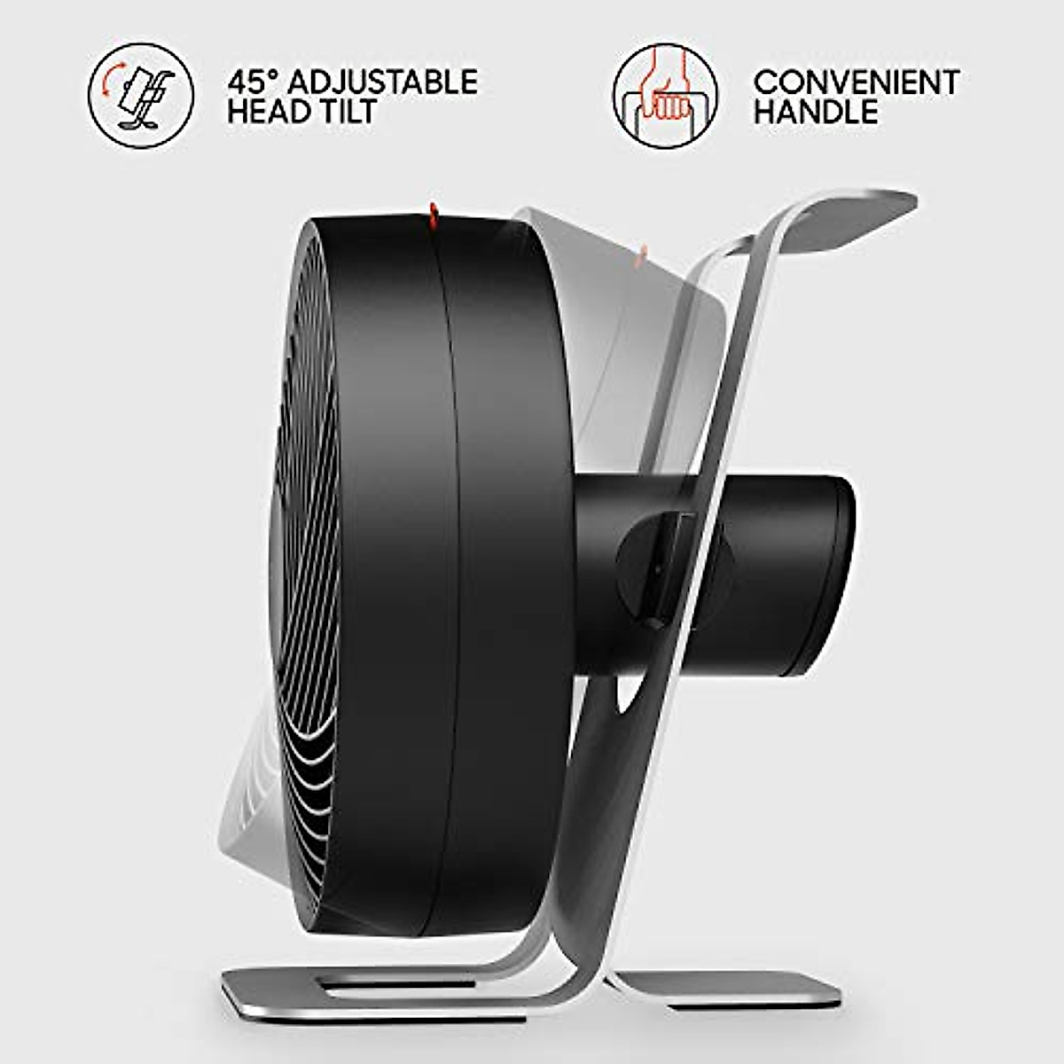 Sharper Image GO 9 Rechargeable Portable Fan with Stand, 3 Speeds, Adjustable Head Tilt, Black