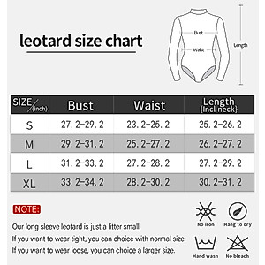 BAKPH Women's Dance Ballet Leotard Turtleneck Long Sleeve Leotard with Durable Snaps(7039-06-S)