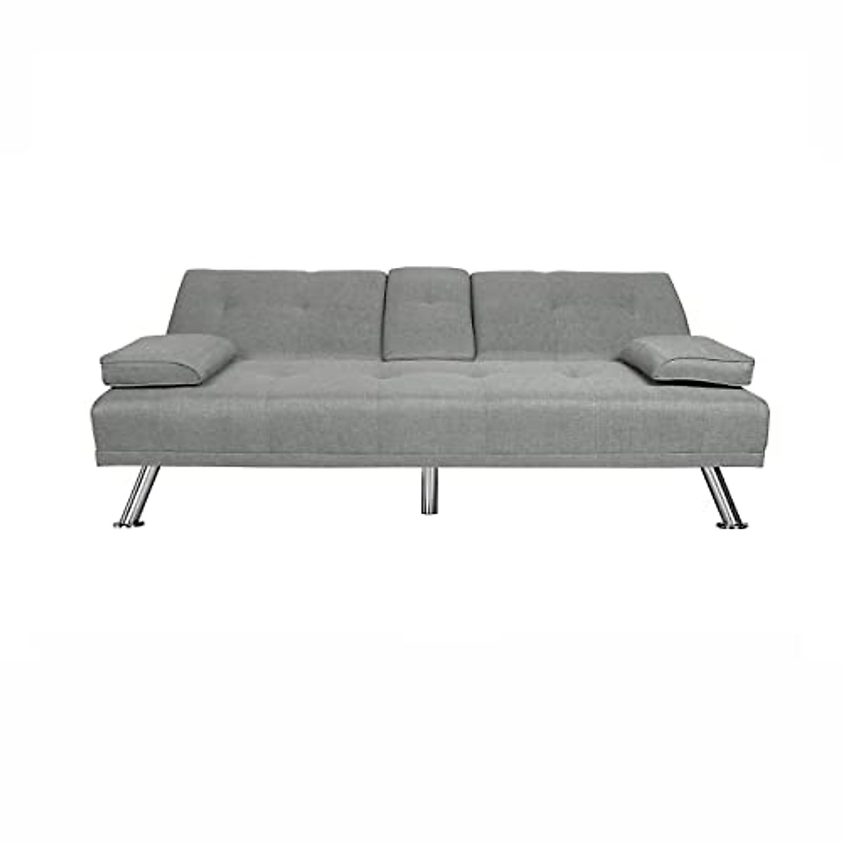 YUNLife&Home Folding Recliner, Metal Legs, Removable Soft Pillow-Top Armrest, Light Gray 66.1" w