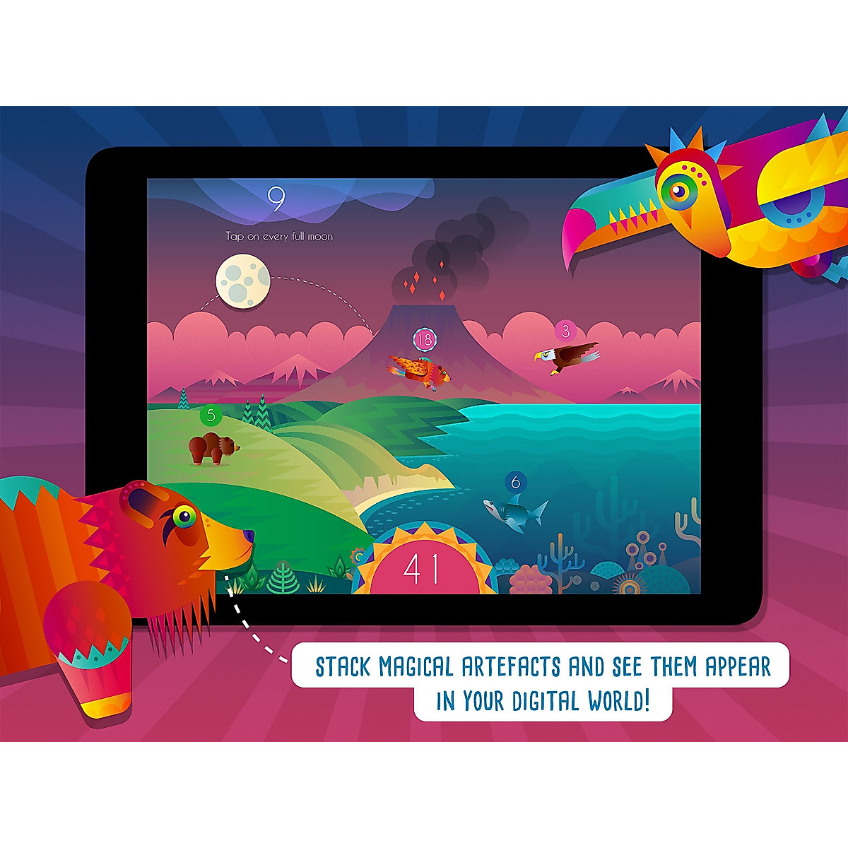 Beasts of Balance - A Digital Tabletop Hybrid Family Stacking Game For Ages 7+ (BOB-COR-WW-1/GEN)Plinth included