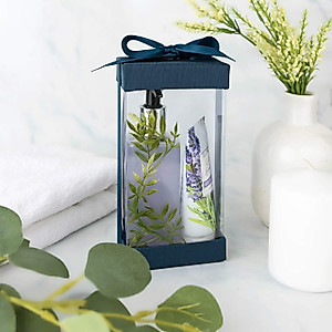 Hammont Clear Plastic Gift Boxes (6 Pack) Bakery Boxes with Base, Lid & Ribbon | For Cakes, Pastries, Cupcakes & Party Favors (Navy Blue, 7.5x3.75x2.5”)