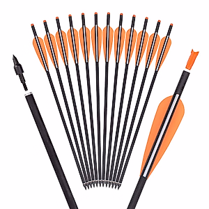 szeo Crossbow Bolts 20 inch Bio Crossbow Arrows with Moon Nocks and Removable Tips (Pack of 12)