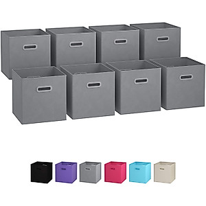 Cube Storage Baskets For Organizing - 11 Inch - Set of 8 Heavy-Duty Storage Cubes For Storage and Organization. Makes The Perfect Bins For Cubby Storage Boxes Or Cube Storage Organizer (Grey)