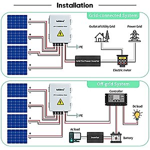 Solar Combiner Box, Briidea PV Combiner Box 4 String with 10A Circuit Breakers & Lightning Arreste for Solar Panels, IP 65 Waterproof