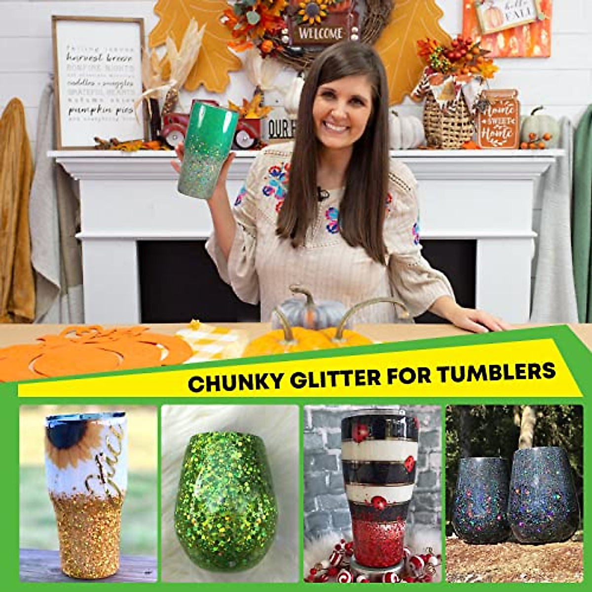 HTVRONT Holographic Chunky Glitter, 100g Silver Chunky Glitter for Resin, 3.53oz Iridescent Glitter Chunky Mixed with Fine Glitter, Shaker Cap Chunky Glitter for Tumbler, Nail, Makeup Craft Glitter