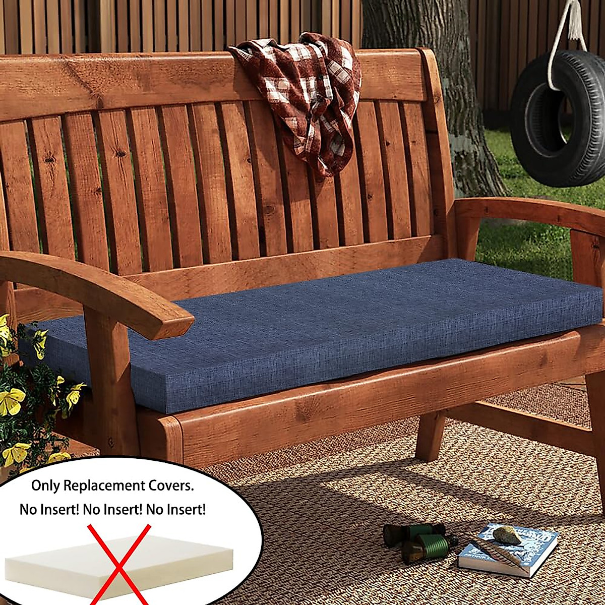 Magpie Fabrics Patio Bench/Swing Cushion Slip Cover 42 x 18 x 3 Inch, Water Resistant Outdoor Furniture Loveseat Replacement Cushion Cover with Zipper (Navy Blue Textured)