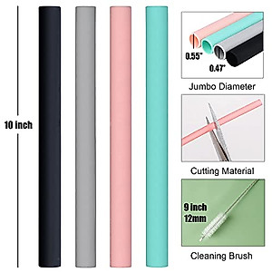 ALINK 12 Reusable Boba Straws + 4 Silicone Boba Tea Straws