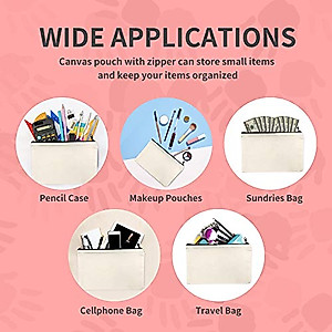 12 pack canvas pencil bag, blank plastic bag, DIY crafts, cotton cosmetic bag, multi-purpose travel cosmetic bag, black zipper in bulk 8 x 5 inches