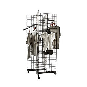Only Garment Racks #1946B(1) + #1900B(4) + #1904B(12) Black 4-Way Grid Tower Display