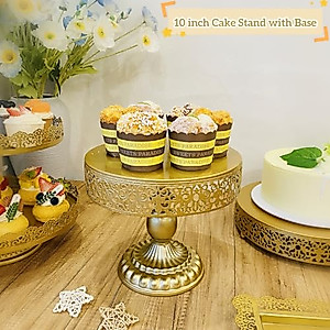 4 Pcs Gold Cake Stands Set, Cake Pedestal Display Table Tiered Cupcake Holder Candy Fruit Dessert Plate Decorating for Wedding Birthday Party Baby Shower Celebration (Gold Metal/ 4 Pcs Cake Stands)