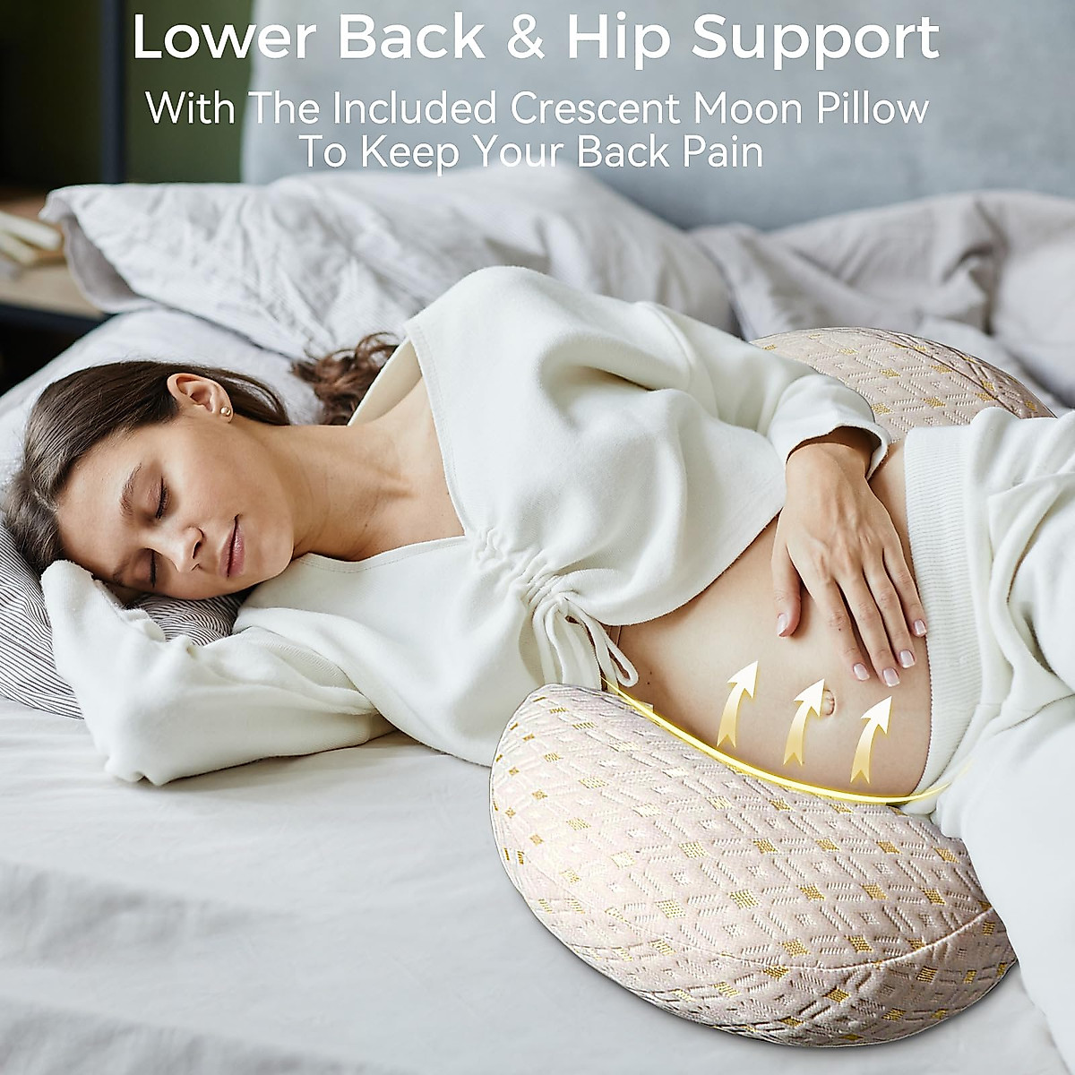 Pregnancy Pillows for Sleeping, Maternity Pillow Cooling for Pregnant Women, Pregnancy Body Pillow Wedge Adjustable with Pillow Cover Support for Pregnancy Belly/Back Support