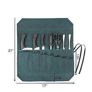 Denifiter Heavy Duty Waxed Canvas Chef Knife Storage Roll Bag With 7 Slots, Waterproof And Durable (Dark Green)