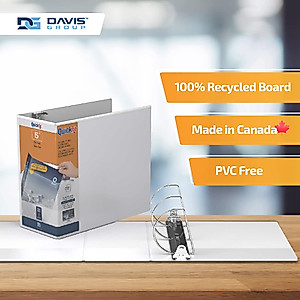 QuickFit View Binder, 3-Ring Binder, Angle D Ring, 5 Inch, White, Pack of 4,87070-04