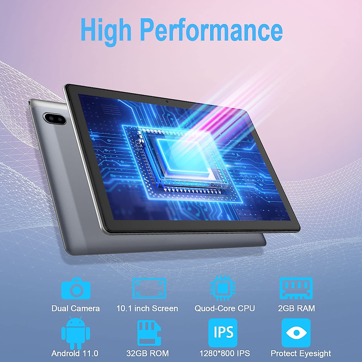 KAKTIN Tablet 10 inch Android Tablet,1080p HD Touchscreen Tablet,2.4G WiFi Tablets,Quad-Core Processor,32GB Storage,2G RAM,6000mhA Long Battery Life, Android 11 OS,Grey