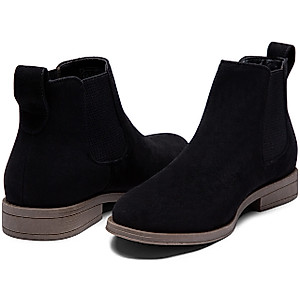 Jousen Men's Chelsea Boots Casual Suede Fall Ankle Boots Simple Style Boots for Men Size 10 (AMY658A Black 10)