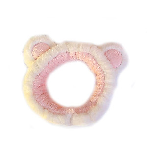 Hofar Bear Ears Fleece Hairband - Cartoon Creative Hair Accessory (Bear-White)