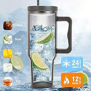 Buho Outdoor Tumbler, 40 oz, Double-Wall Insulated, Ergonomic Handle with Lid Straw (Dark Green)