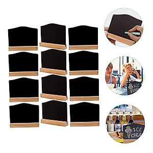 NUOBESTY 12Pcs Message Board bar Counter Buffet chalkboards Writing Board The Sign Double Sided Desk Topper Wooden Wedding Signs Desktop Wedding Blackboard Stand Chalk Board
