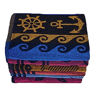 BolBom's Terry Cotton Beach Towel, Set of 6 Assorted Beach Towel, Oversize 30" x60” Quick Dry High Absorbent Towel for Beach,Travel,Swim,Pool,Yoga, Hotel,Parties,Guests & Perfect for Daily Use