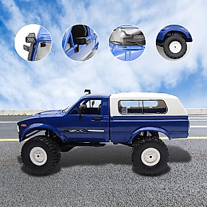 Mostop RC Crawler Truck, C24 Pickup Truck with LED Light, 4x4 Off-Road RC Rock Crawler,2.4Ghz Remote Control Car All Terrain Truck Crawler,Throttle & Steering Control,2 Batteries, Ideal Gift