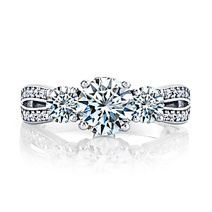 1.50 Carat Round Cubic Zirconia " Past, Present, Future" Sterling Silver 925 Wedding Engagement Ring 6