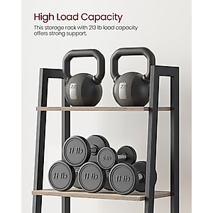 VASAGLE Ladder Shelf, 4-Tier Bookshelf, Storage Rack, Bookcase with Steel Frame, for Living Room, Home Office, Kitchen, Bedroom, Industrial Style, Greige and Black ULLS44MB