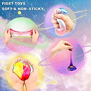 4 Pack Galaxy Slime Kit,Party Favors for Kids, Non Sticky,Wet,Stress & Anxiety Relief,Slime Bulk for Boys Girl,Cute Stuffers,Super Soft Sludge Toy