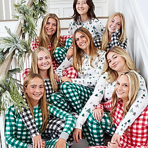 HonestBaby Family Matching Holiday Pajamas Organic Cotton for Men, Women, Kids, Toddlers, Baby Boys, Girls, Unisex Pets , Painted Buffalo Check Red, 4T