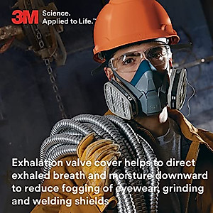 3M 051131494898 Rugged Comfort Half Facepiece Reusable Respirator 6502/49489, Cool Flow Valve, Silicone, Welding, Sanding, Cleaning, Grinding, Assembly, Machine Operations, Medium