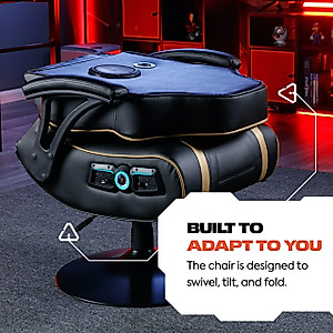 X Rocker Trident Pedestal Video Gaming Chair, Wireless Audio, Backrest Mounted Subwoofer, Padded Armrest, Amazon Exclusive, Black and Gold