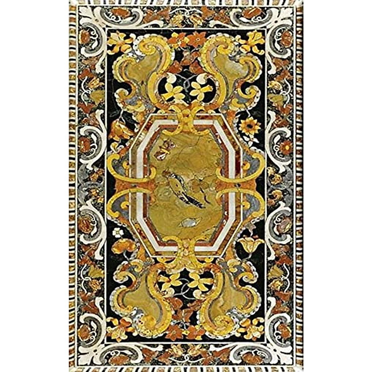 48" x 30" Inch Black Marble Dining Table/Coffee Table Italian Pietra Dura Design Outdoor Indoor Table, Office Table, Conference Table