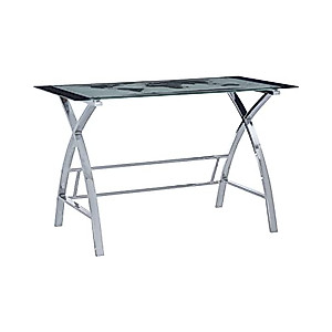 Powell World Map Printing Curved X-Sided Computer Desk, Chrome, 47-1/4" x 23-5/8" x 29-1/2" tall