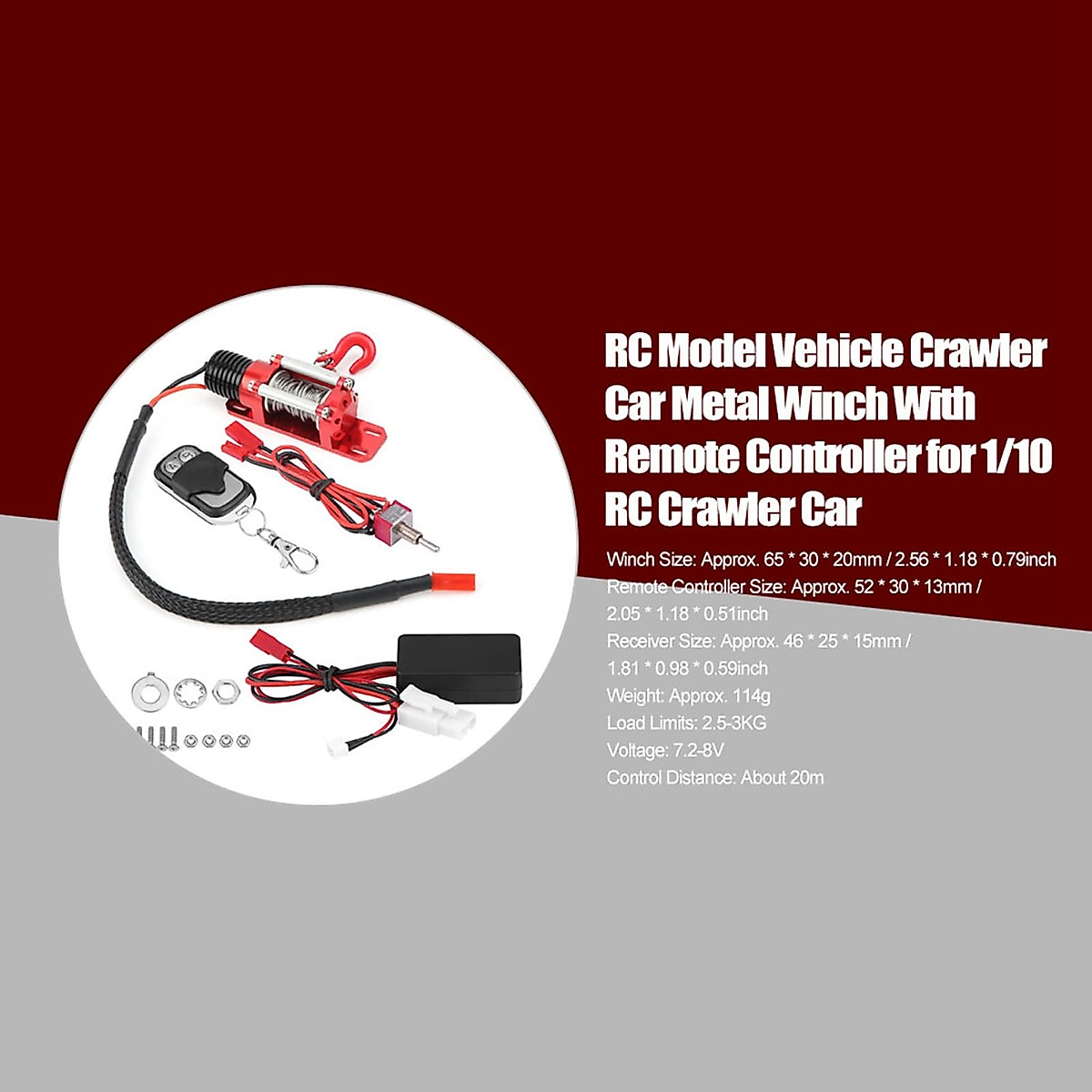 RC Car Winch,1/10 Scale Rc Car Metal Winch with Remote Controller for Scx10 D90 HPI 1/10 Rc Crawler Car.