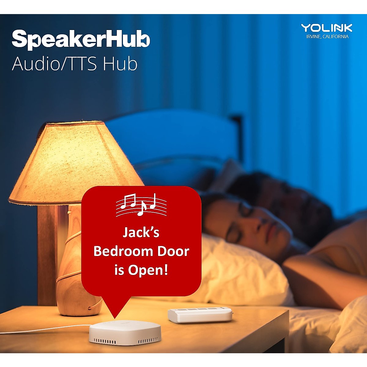 YoLink LoRa Smart Outdoor Contact Sensor & SpeakerHub Starter Kit: SpeakerHub Audio hub, (2) Gate & Shed Door Sensors, Email/SMS/Push Alerts, 1/4 Mile Open Air Range, Alexa, IFTTT, Home Assistant