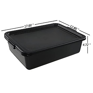 Fiaze 3 Packs Plastic Bus Tubs, 13L Commercial Bus Tubs with Lid, Food Service Tub, Black