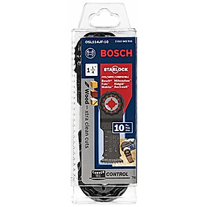 BOSCH OSL114JF-10 10-Pack 1-1/4 In. Starlock Oscillating Multi Tool Wood Curved-Tec Bi-Metal Xtra-clean Plunge Cut Blades for Applications in Cutting Wood, Hardwood, Laminate
